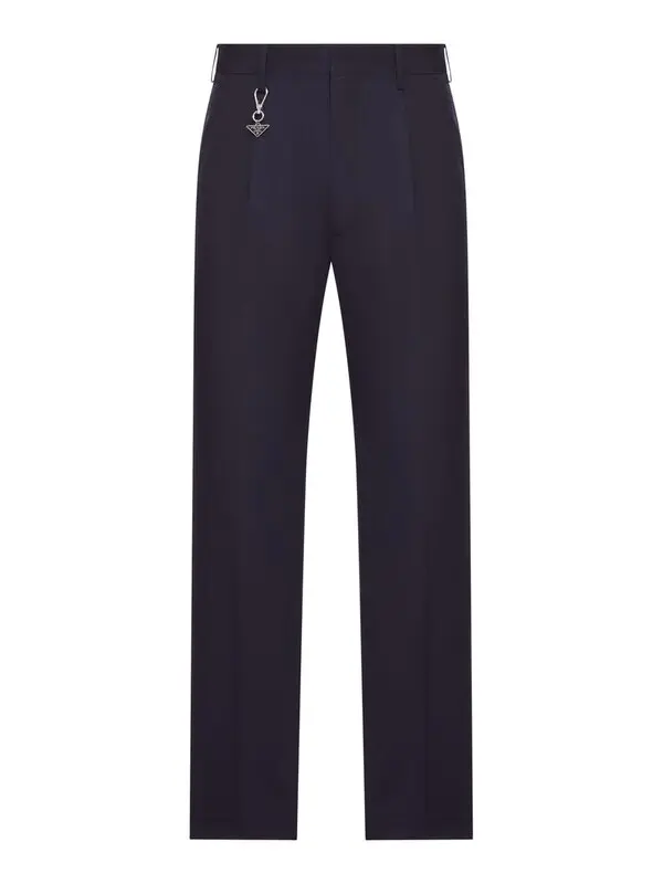 Prada Tailored Cotton Poplin Trousers - Blue