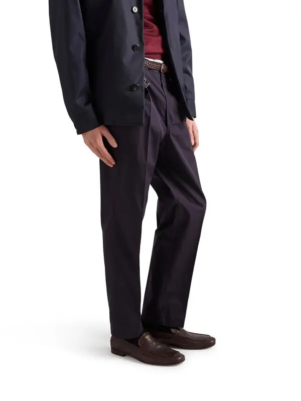 Prada Tailored Cotton Poplin Trousers - Blue