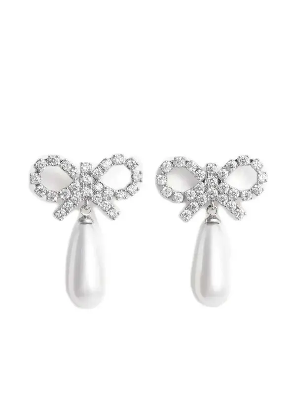 SELF-PORTRAIT Bow And Pearl Drop Earrings