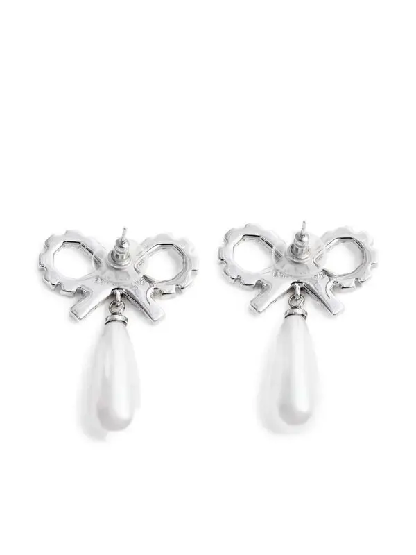 SELF-PORTRAIT Bow And Pearl Drop Earrings