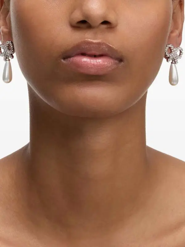 SELF-PORTRAIT Bow And Pearl Drop Earrings