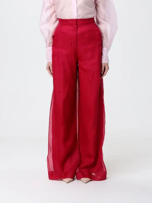 Max Mara Seta Wide Leg Trousers - Red