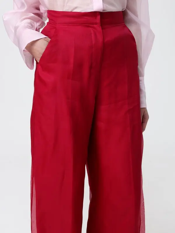 Max Mara Seta Wide Leg Trousers - Red