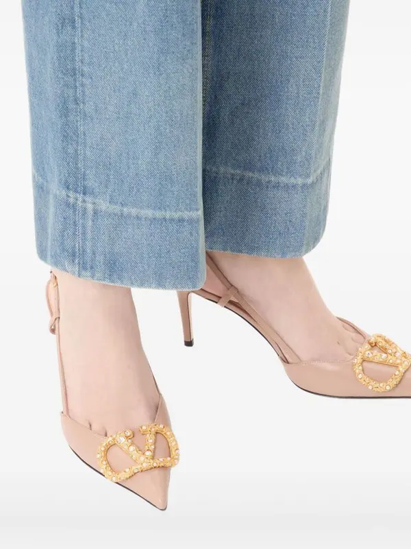 Valentino Garavani Vlogo Signature Leather Slingback Pumps - Multicolor