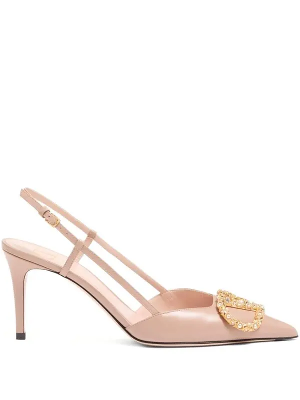 Valentino Garavani Vlogo Signature Leather Slingback Pumps - Multicolor