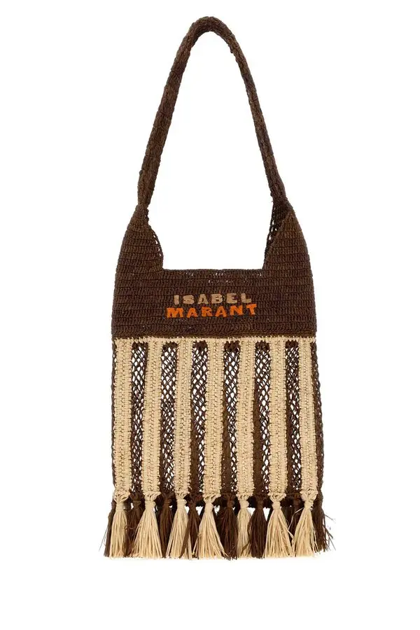 Isabel Marant Étoile Embroidered Raffia Shoulder Bag