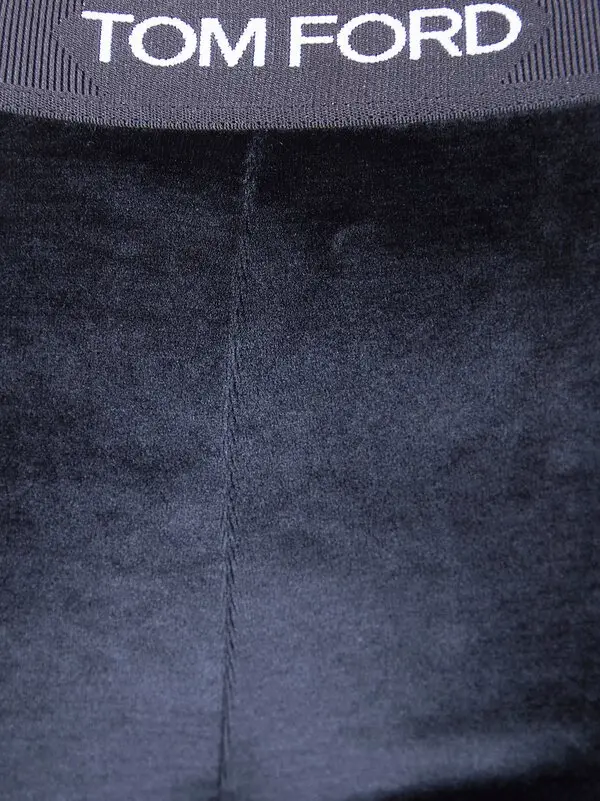 TOM FORD Stretch Lustrous Velour Leggings - Black