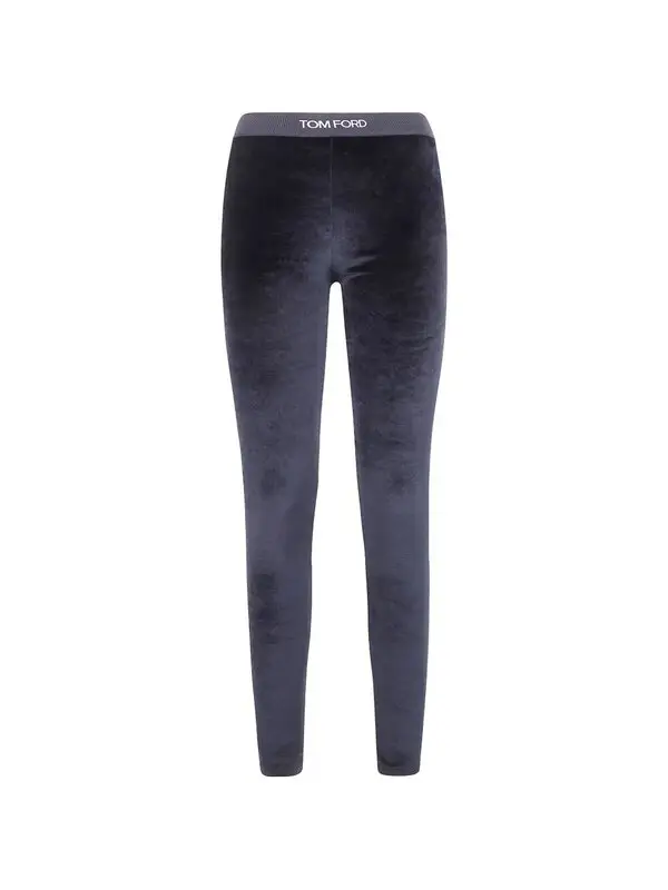 TOM FORD Stretch Lustrous Velour Leggings - Black