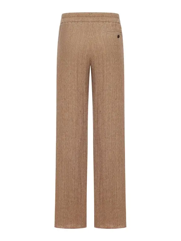 Giorgio Armani Single-pleated Trousers In Mouliné Jacquard Linen