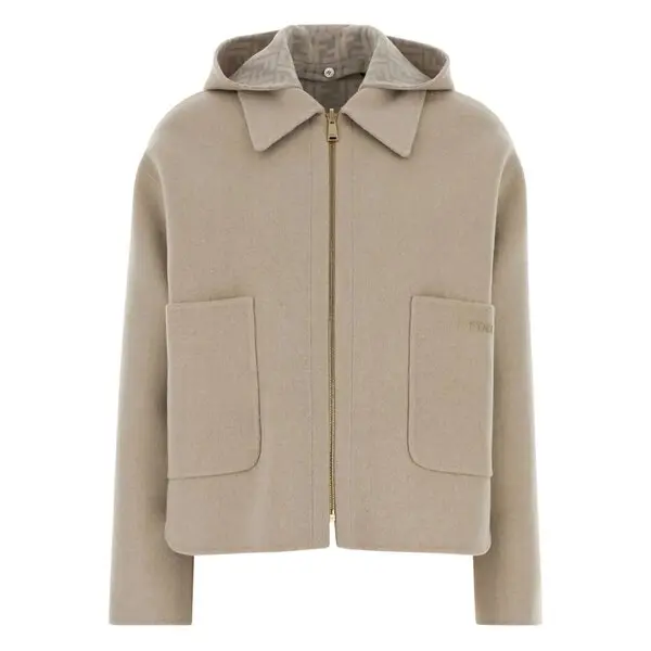 Fendi Oversized Reversible Wool Jacket With Hood