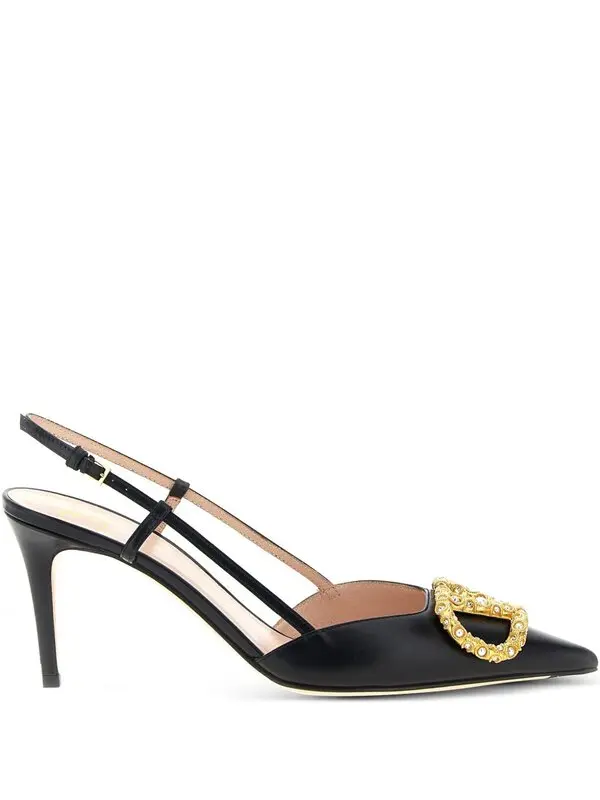 Valentino Garavani Vlogo Signature Leather Slingback Pumps - Multicolor