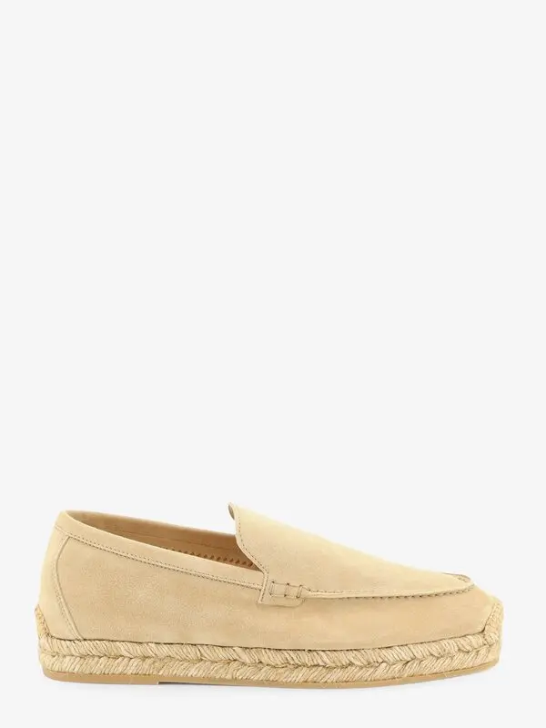 Loro Piana Suede Loafers With Raffia Detailing