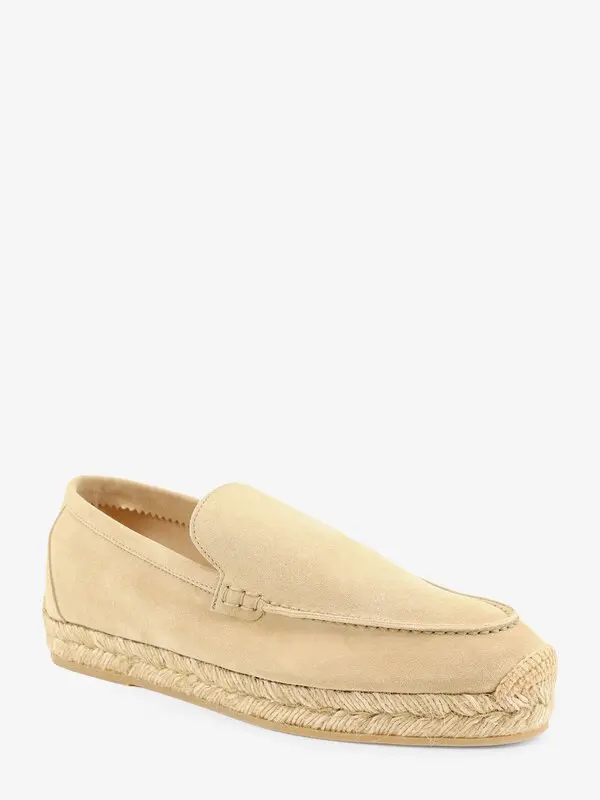 Loro Piana Suede Loafers With Raffia Detailing