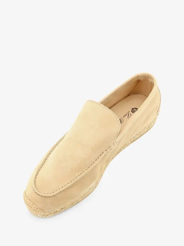 Loro Piana Suede Loafers With Raffia Detailing