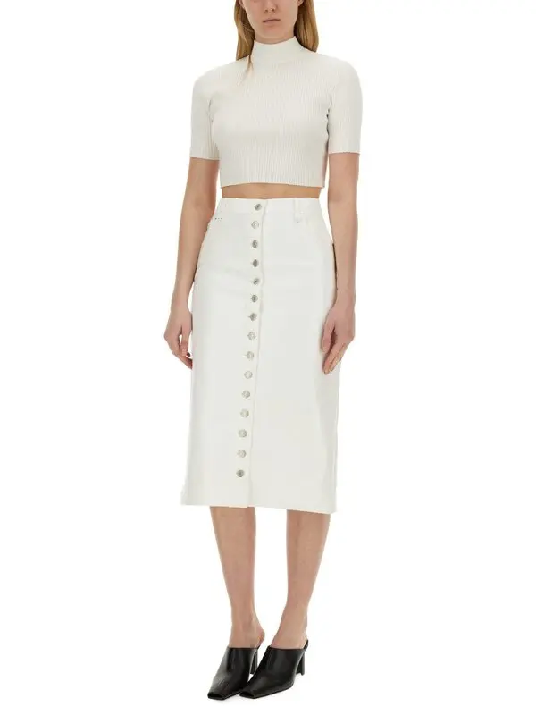 COURREGES Ribbed High Neck Cropped Top
