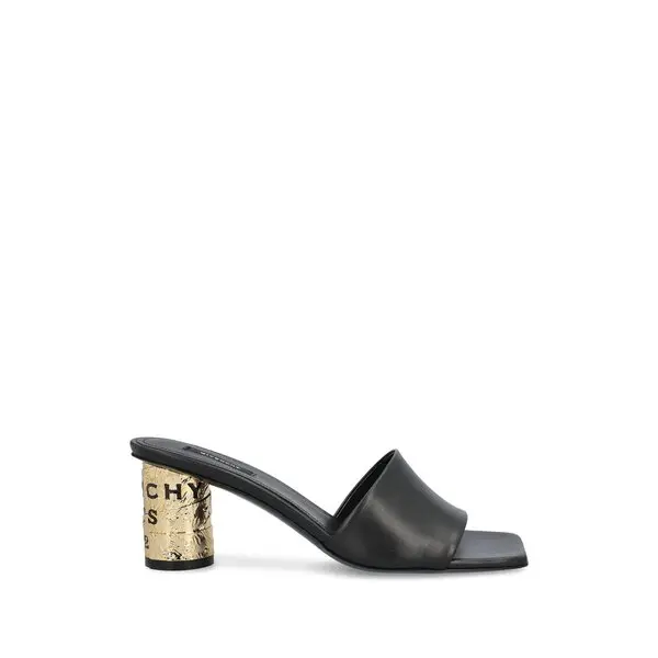 Givenchy Embossed Gold-tone Heel Square Toe Mules