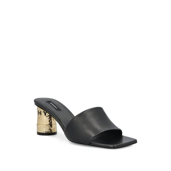Givenchy Embossed Gold-tone Heel Square Toe Mules