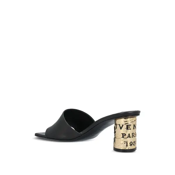 Givenchy Embossed Gold-tone Heel Square Toe Mules