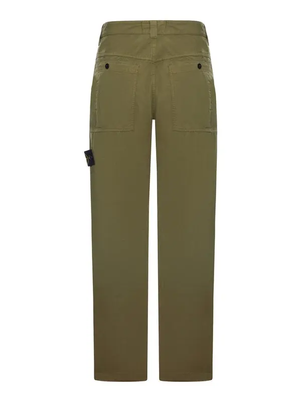 Stone Island Cotton Trousers With Logo Patch - Multicolor