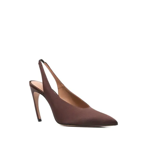 Attico Dark Pointed Toe Slingback Curved Heel - Brown