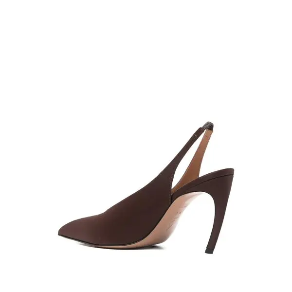 Attico Dark Pointed Toe Slingback Curved Heel - Brown