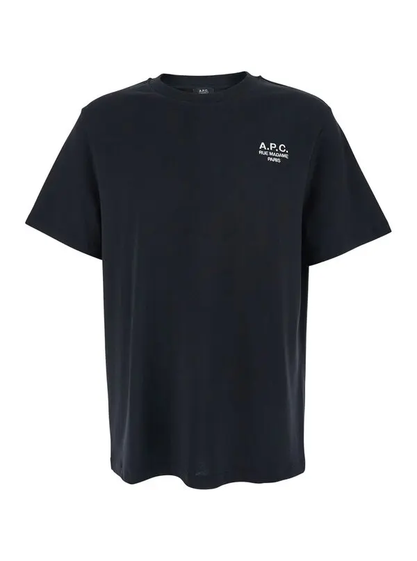 A.p.c. Cotton T-shirt With Embroidered Logo - Black