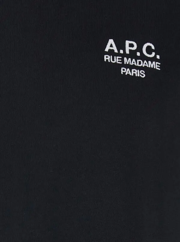 A.p.c. Cotton T-shirt With Embroidered Logo - Black