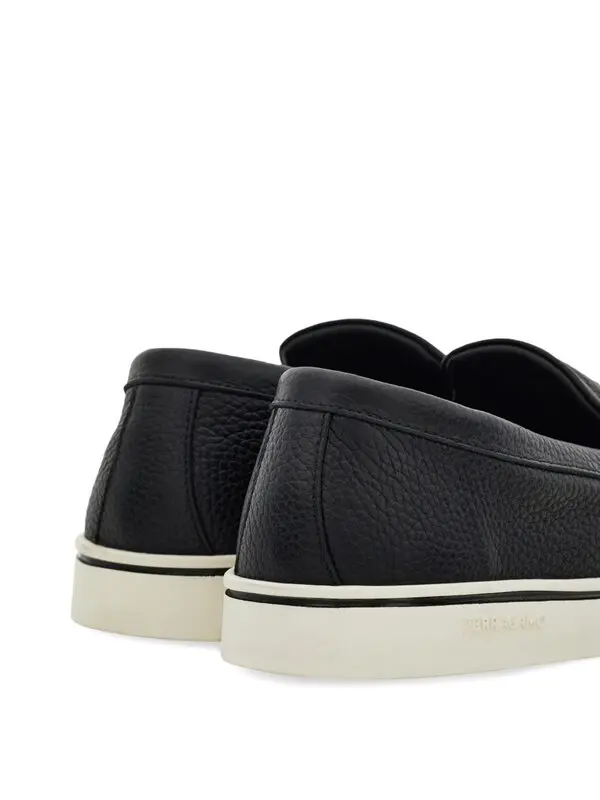 FERRAGAMO Black Leather Loafers - Multicolor