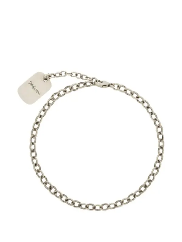 Saint Laurent Chain Bracelet With Logo Tag - Multicolor