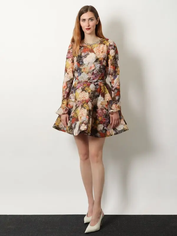 Zimmermann Alchemy Linen And Silk Floral Print Dress