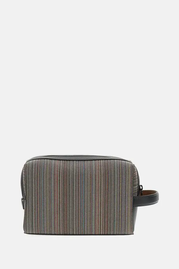 Paul Smith Leather Wash Bag With Signature Stripe