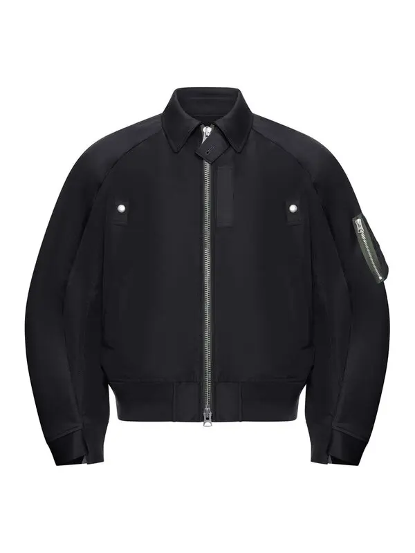 Sacai Hybrid Cotton Chino X Nylon Twill Blouson Jacket - Black