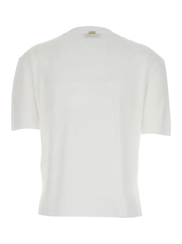 Herno Cotton Blend T-shirt With Logo Plate - White
