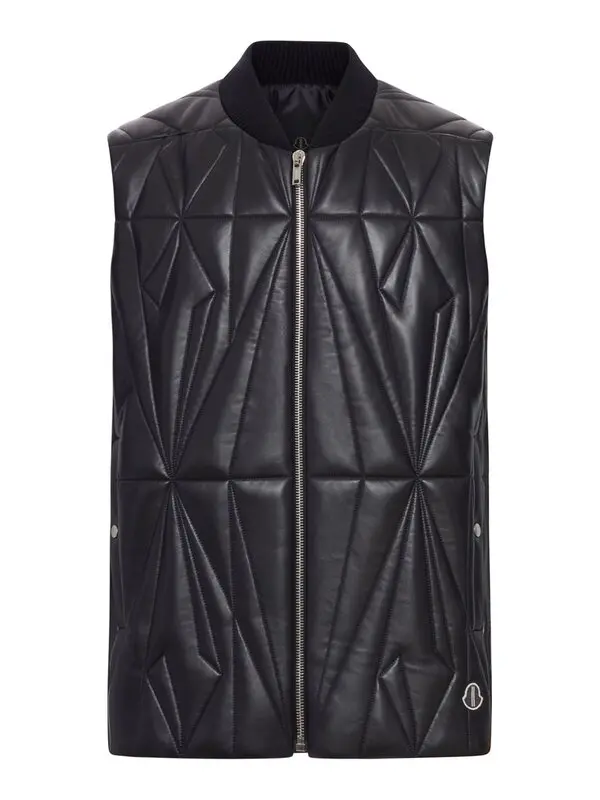 Moncler Geo-camo Padded Leather Vest