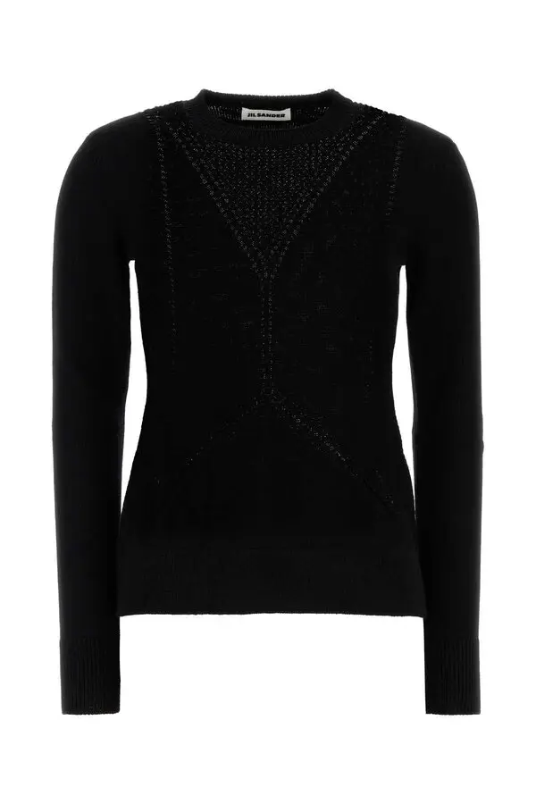 JIL SANDER Wool Blend Sweater - Black