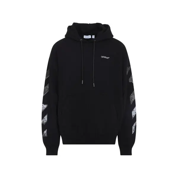 Off-White Graphic Print Cotton Hoodie - Black