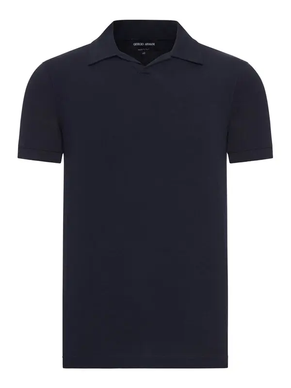 Giorgio Armani Short-sleeved Polo Shirt In Technical Fabric - Blue