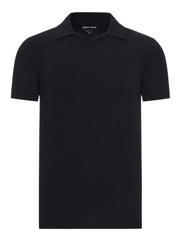 Giorgio Armani Short-sleeved Polo Shirt In Technical Fabric - Black