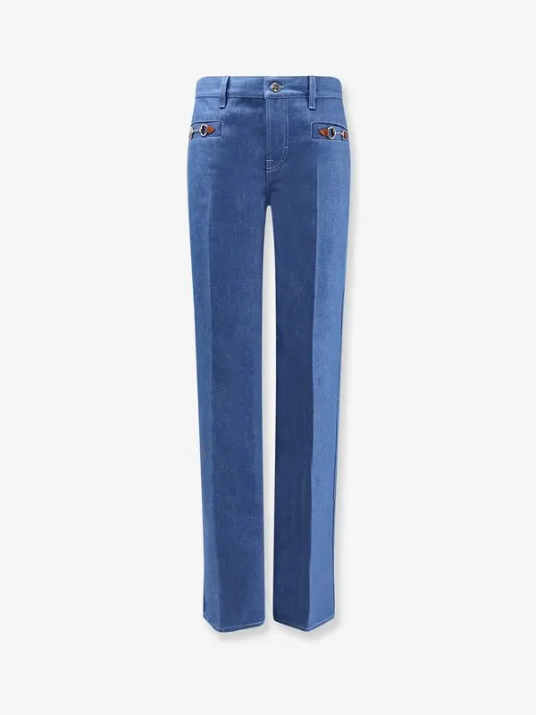 Gucci Cotton Jeans With Frontal Horsebit Detail