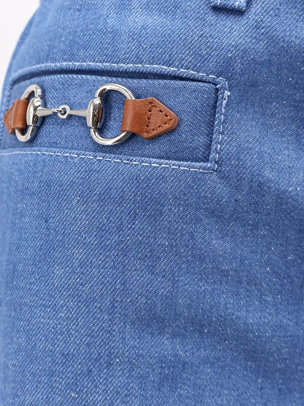Gucci Cotton Jeans With Frontal Horsebit Detail