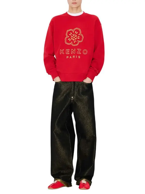 Kenzo Embroidered Boke Flower Cotton Sweatshirt - Red