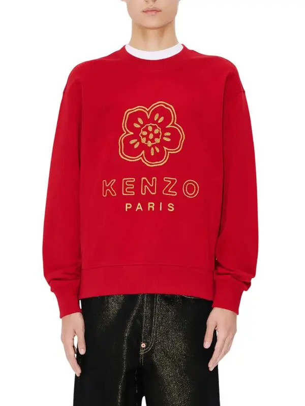 Kenzo Embroidered Boke Flower Cotton Sweatshirt - Red