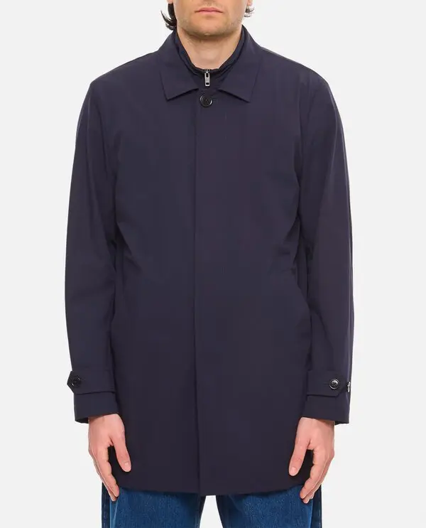 FAY Long Coat With Zip And Button Closure - Multicolor