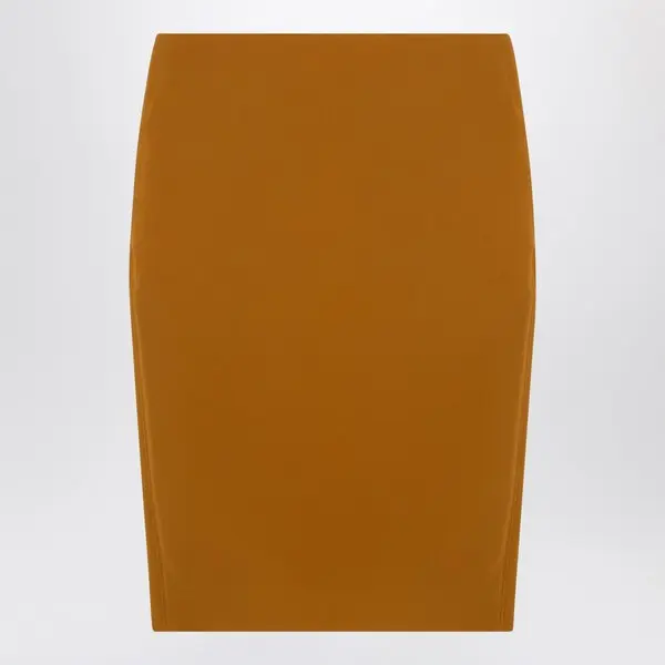 Saint Laurent Ochre Yellow Satin Pencil Skirt - Orange