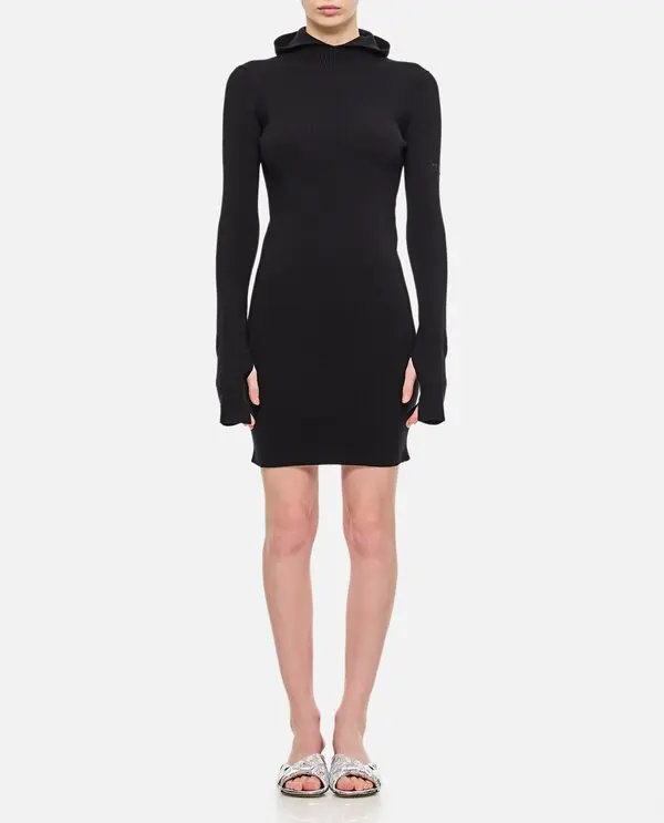 Fendi Wool Silk Ribs Mini Dress With Hood