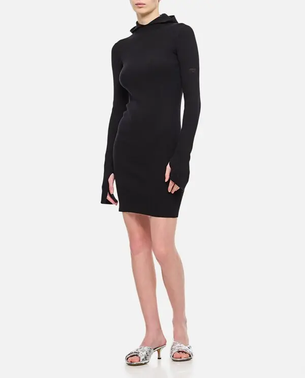 Fendi Wool Silk Ribs Mini Dress With Hood