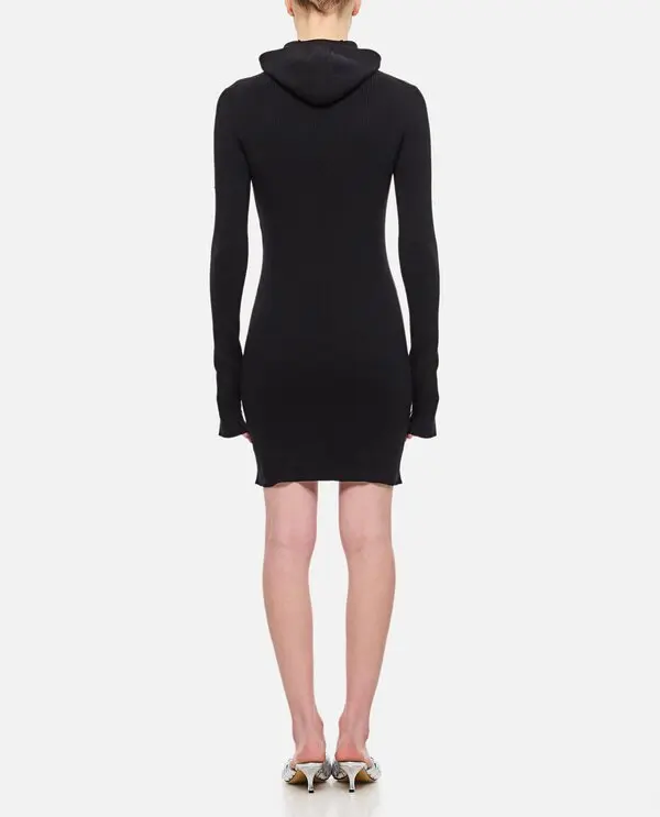Fendi Wool Silk Ribs Mini Dress With Hood