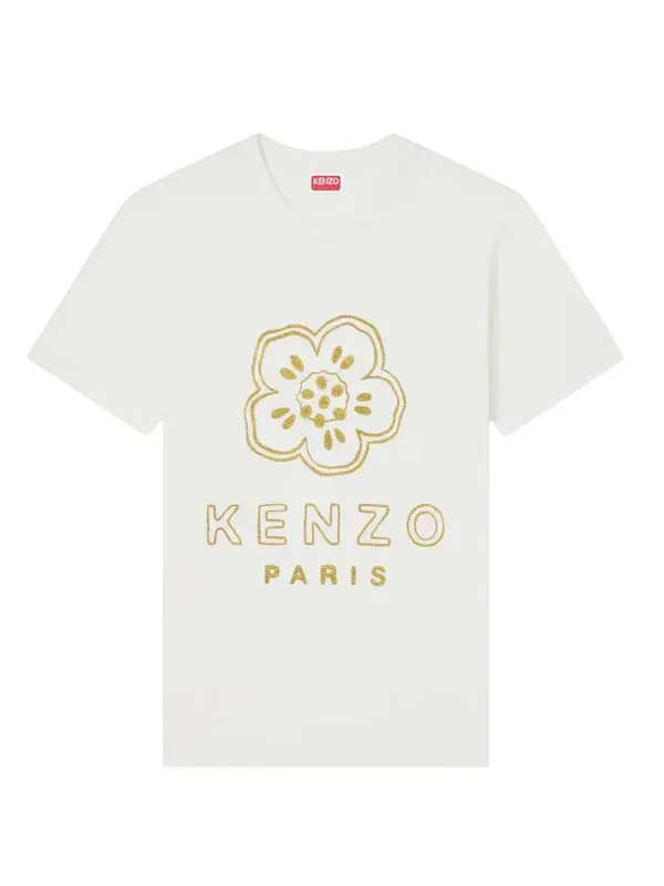 Kenzo Slim-fit Cotton T-shirt With Boke Flower Embroidery - White