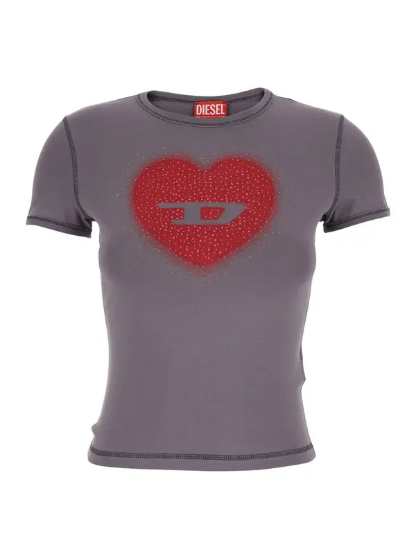 DIESEL® Long Sleeve Cotton T-shirt - Gray