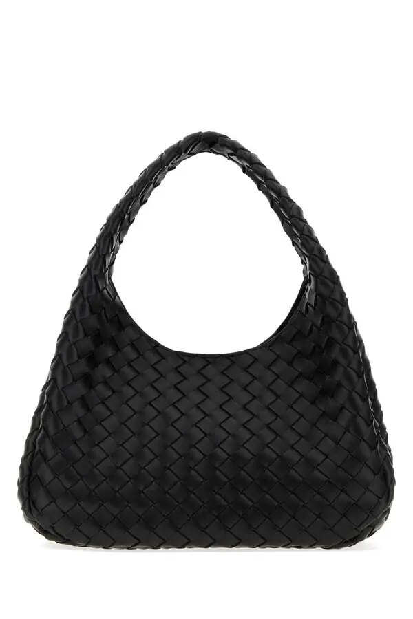 Bottega Veneta Woven Lambskin Shoulder Bag - Black